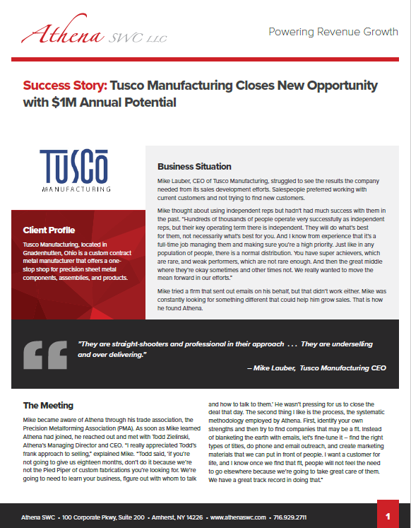 Metal Fabricator's Opportunity Pipeline Revived - Athena SWC | Lead ...